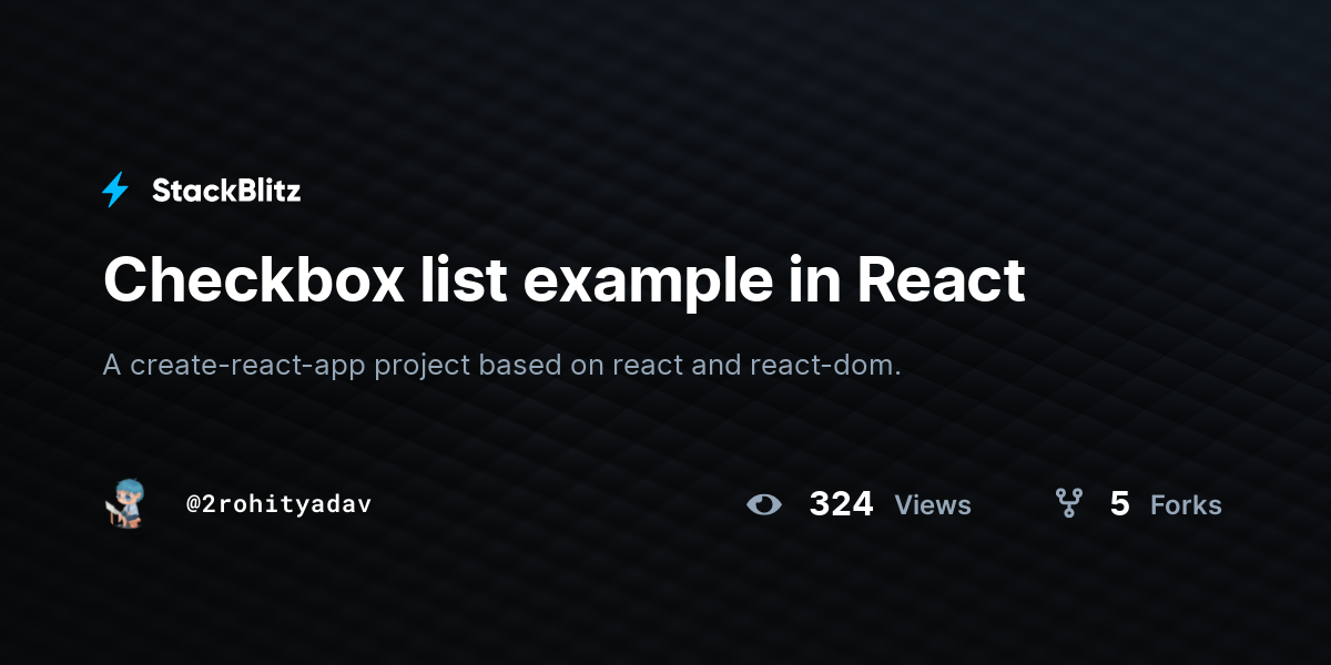Checkbox list example in React - StackBlitz