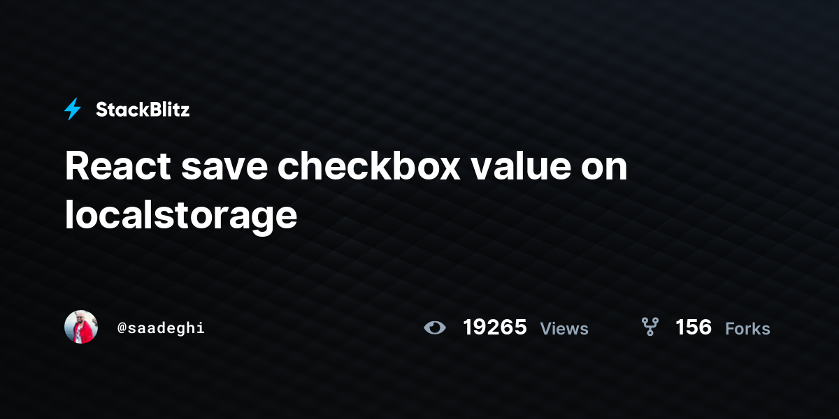 React save checkbox value on localstorage - StackBlitz