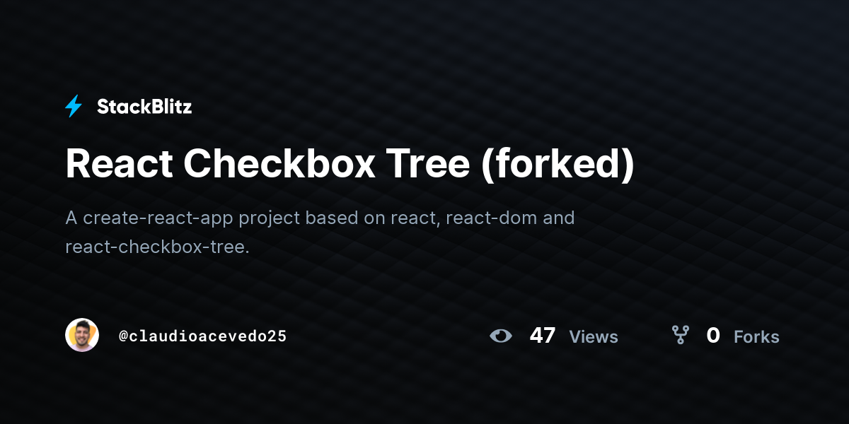 React Checkbox Tree (forked) - StackBlitz React Checkbox Tree (forked) - StackBlitz