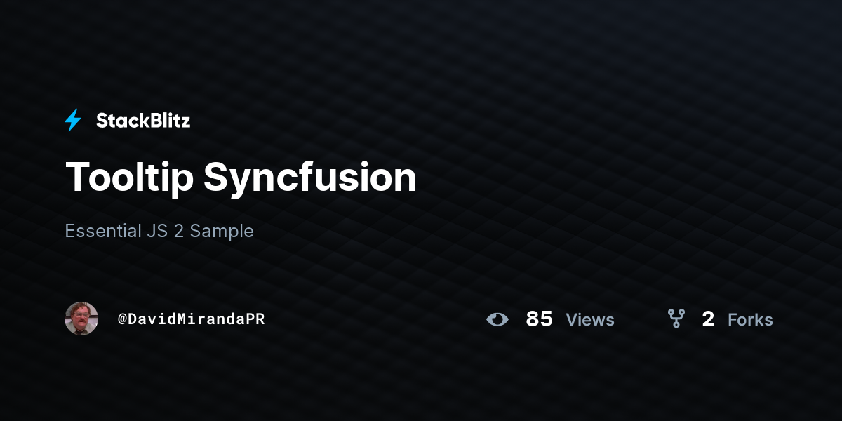 Tooltip Syncfusion - StackBlitz