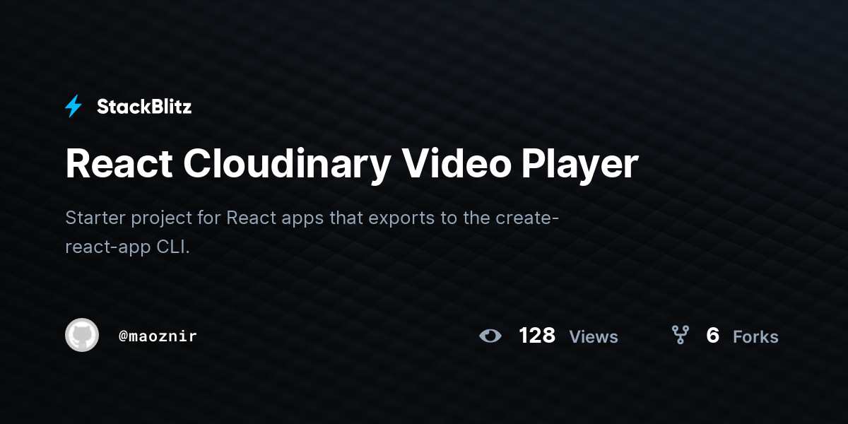 React Cloudinary Video Player - StackBlitz
