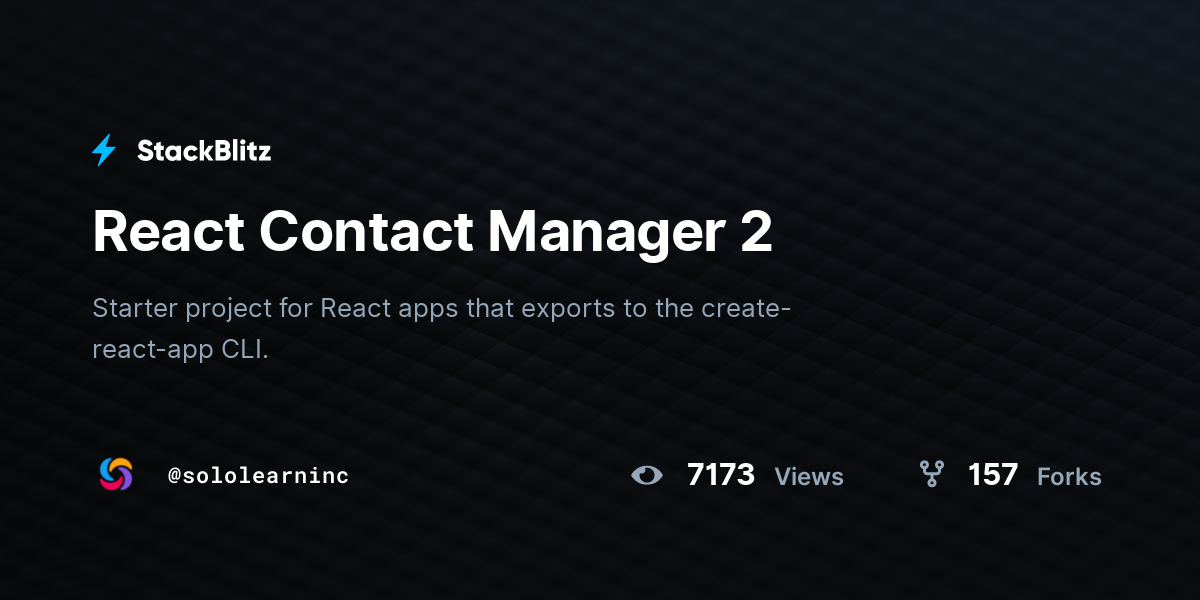 React Contact Manager 2 - StackBlitz