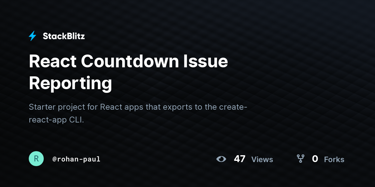 React Countdown Issue Reporting - StackBlitz
