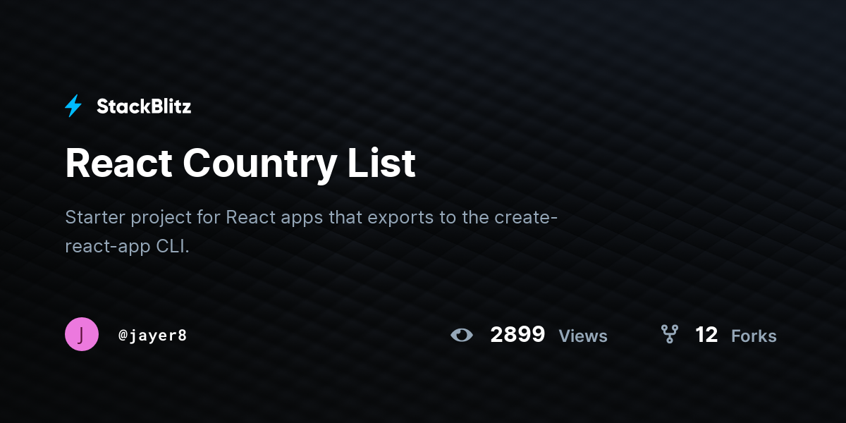 React Country List - StackBlitz