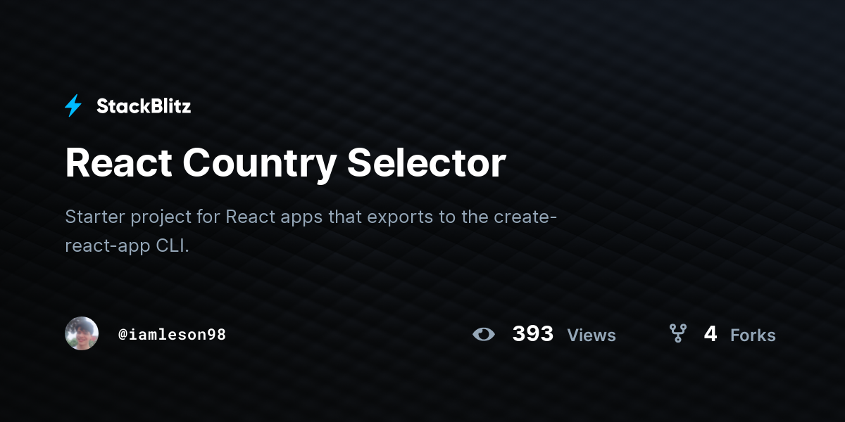 React Country Selector - StackBlitz