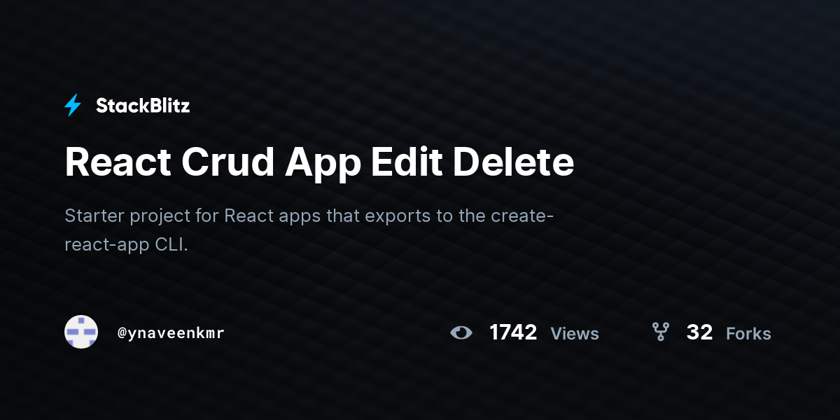 React Crud App Edit Delete Stackblitz