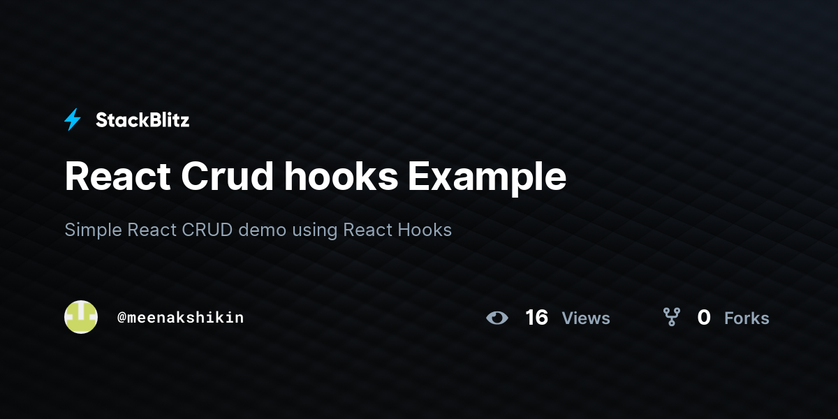 React Crud hooks Example - StackBlitz React Crud hooks Example - StackBlitz
