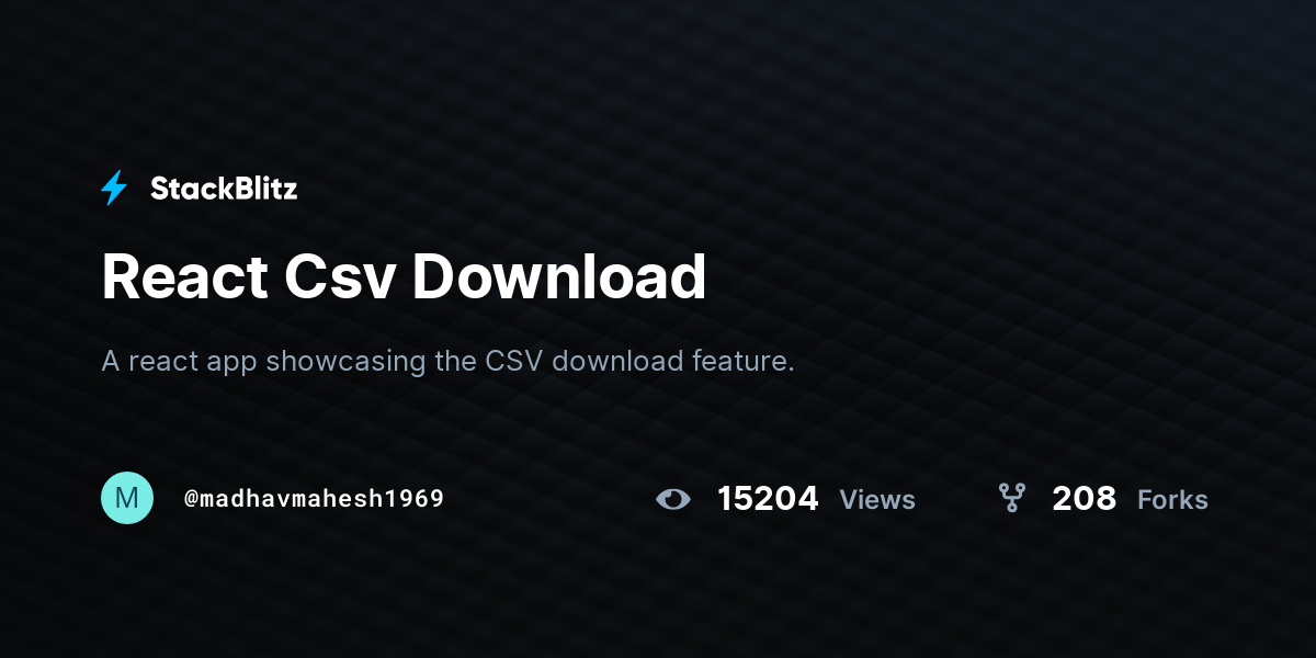 React Csv Download StackBlitz