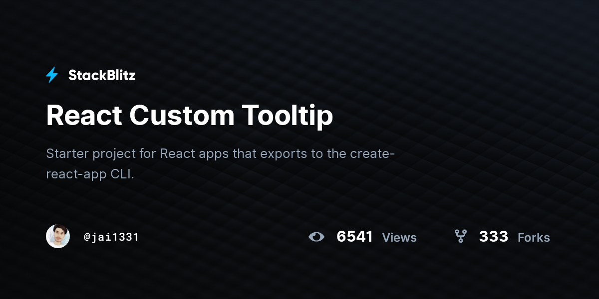 React Custom Tooltip Stackblitz