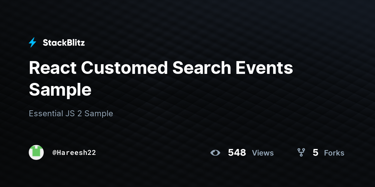 React Customed Search Events Sample - StackBlitz