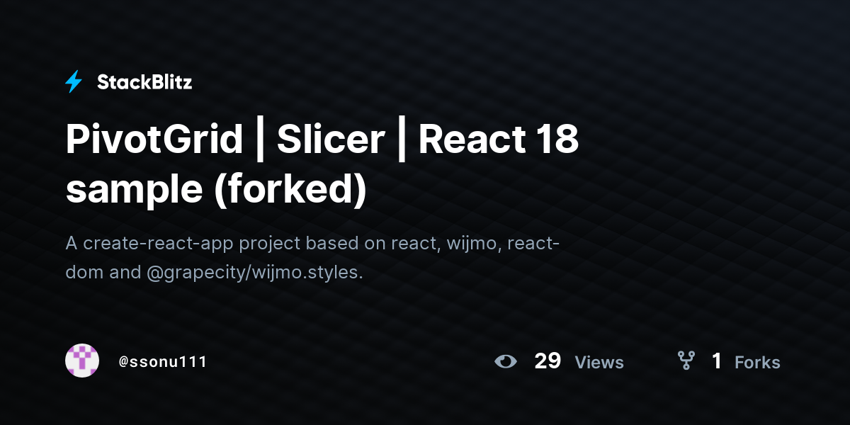 Pivotgrid Slicer React 18 Sample Forked Stackblitz 