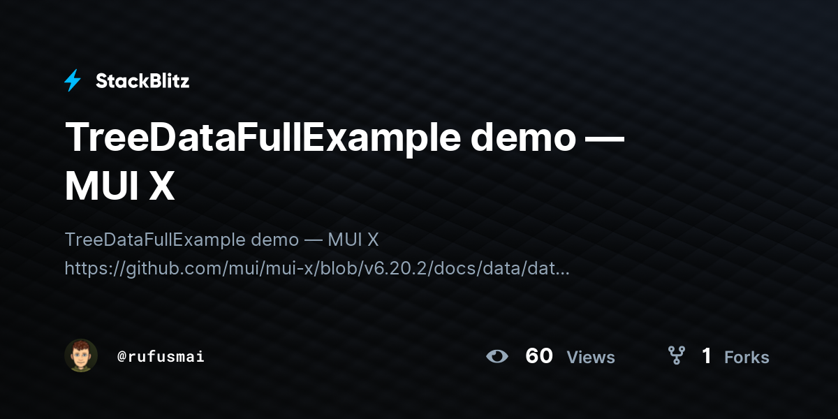 TreeDataFullExample demo — MUI X - StackBlitz TreeDataFullExample demo — MUI X - StackBlitz