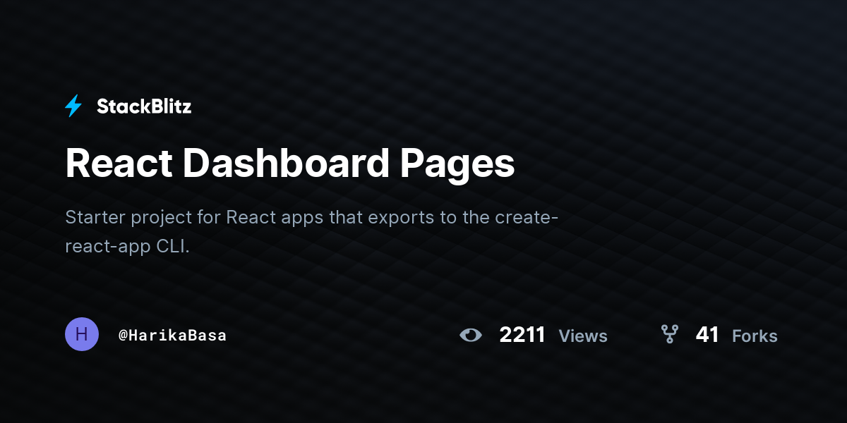 React Dashboard Pages - StackBlitz