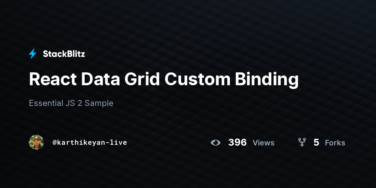React Data Grid Custom Binding - StackBlitz