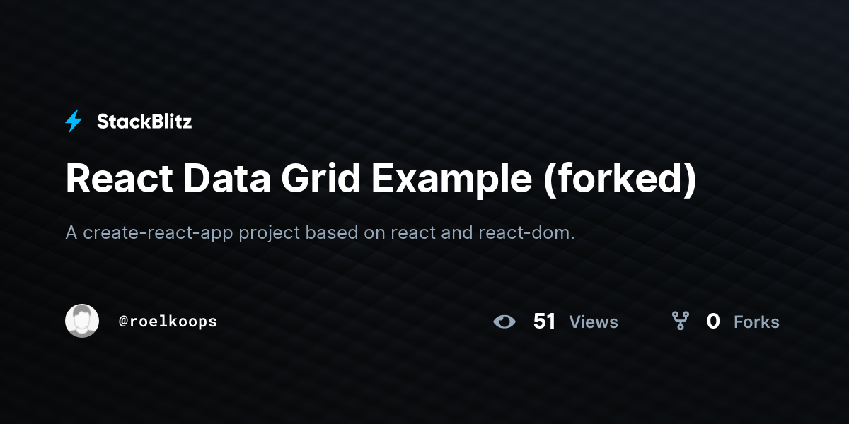 React Data Grid Example (forked) - StackBlitz
