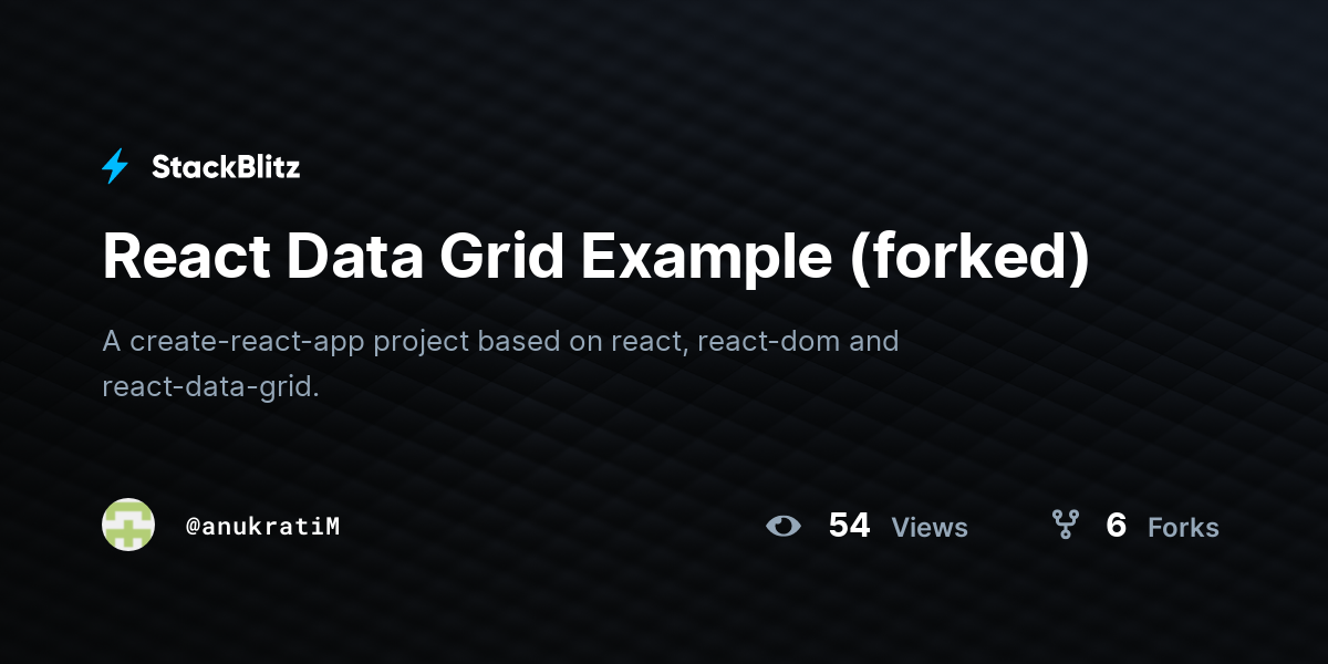 React Data Grid Example (forked) - StackBlitz