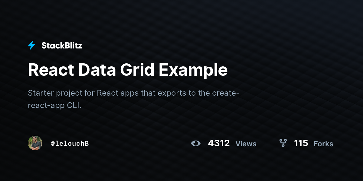 React Data Grid Example - StackBlitz