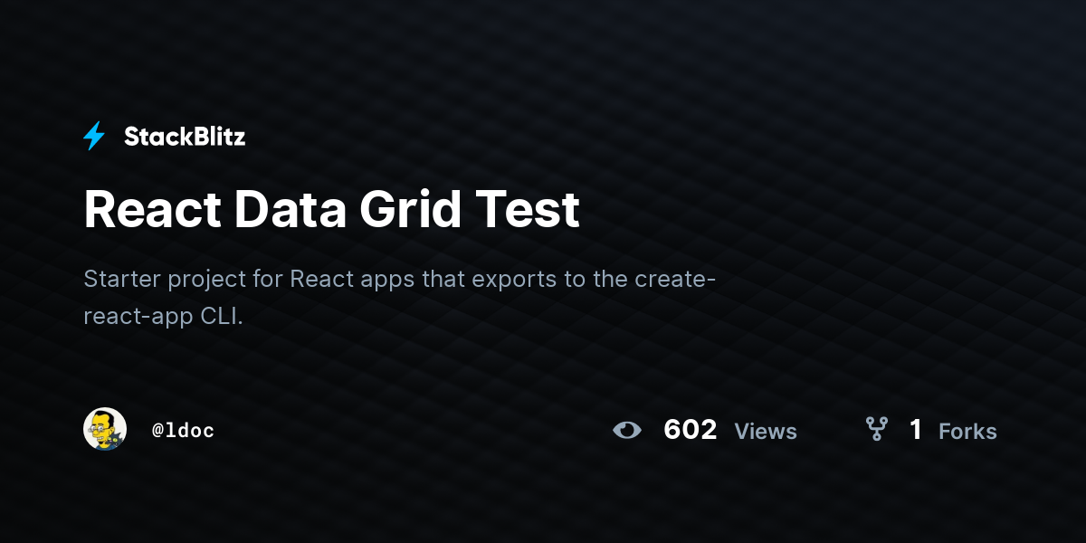 React Data Grid Test - StackBlitz
