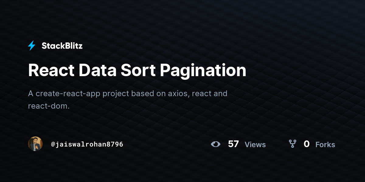 React Data Sort Pagination - StackBlitz React Data Sort Pagination - StackBlitz