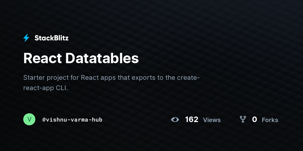 React Datatables - StackBlitz React Datatables - StackBlitz