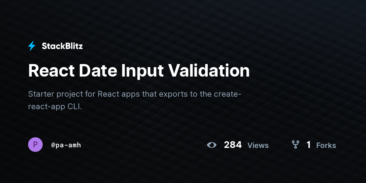 React Date Input Validation - StackBlitz