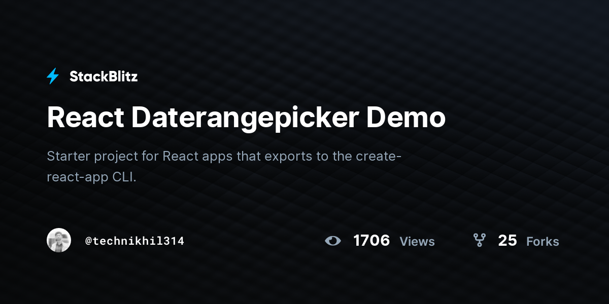 React Daterangepicker Demo - StackBlitz