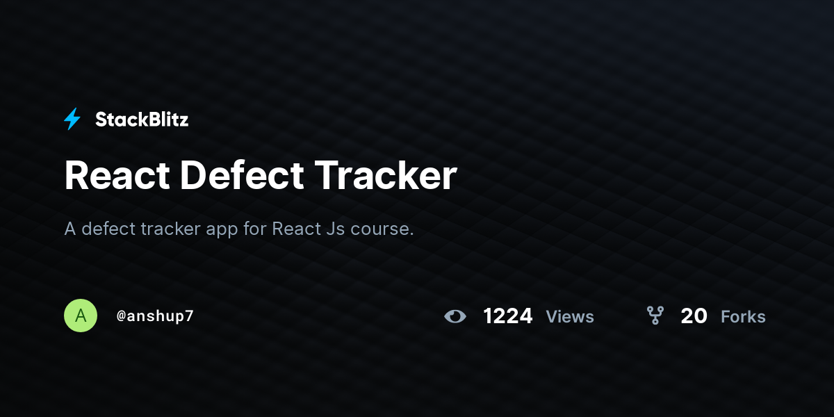React Defect Tracker - StackBlitz