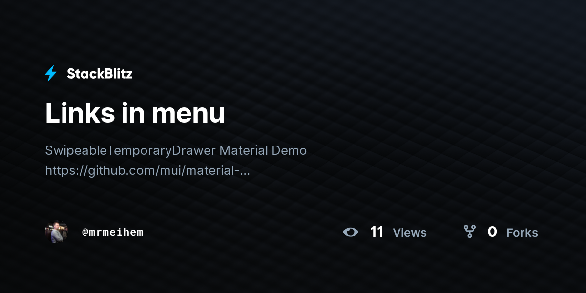 Links in menu - StackBlitz