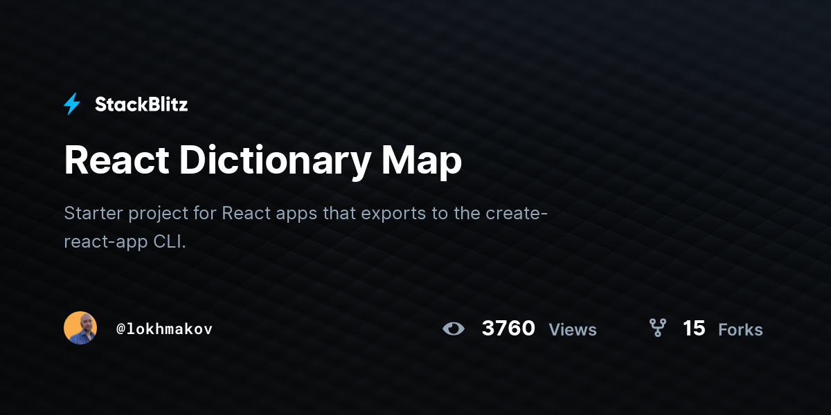 React Dictionary Map Stackblitz