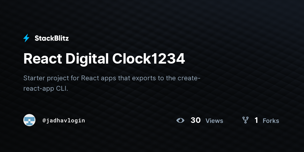 React Digital Clock1234 Stackblitz 