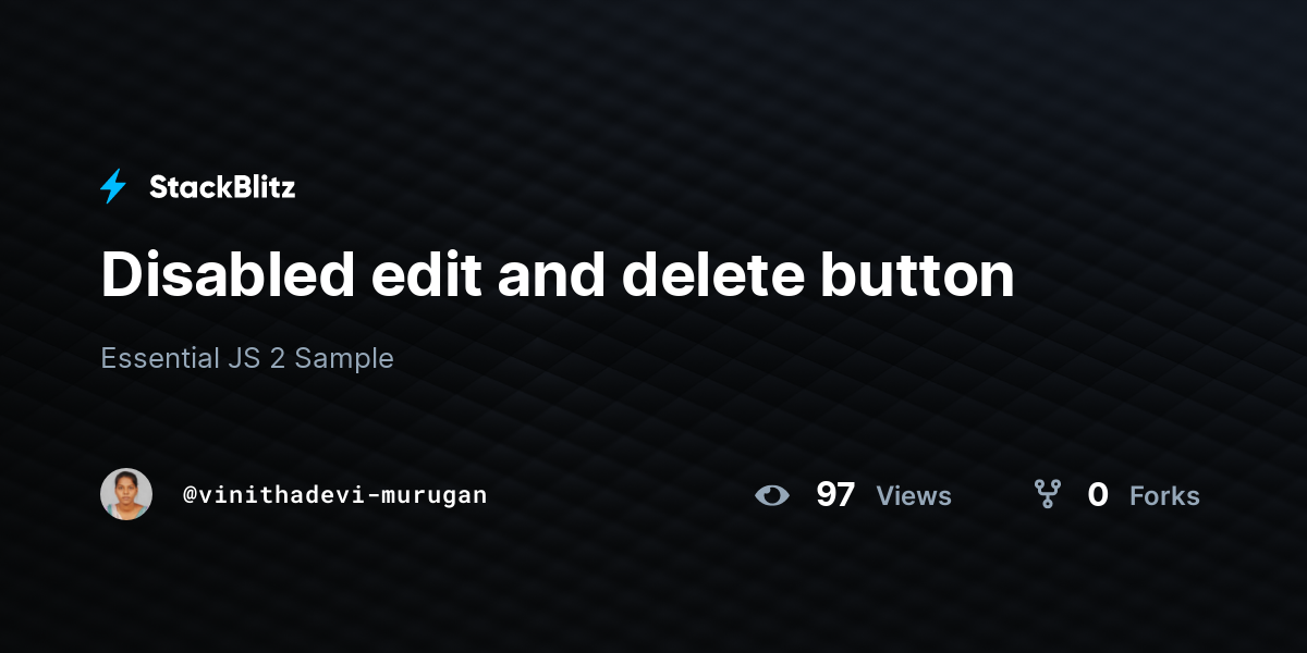 Disabled edit and delete button - StackBlitz