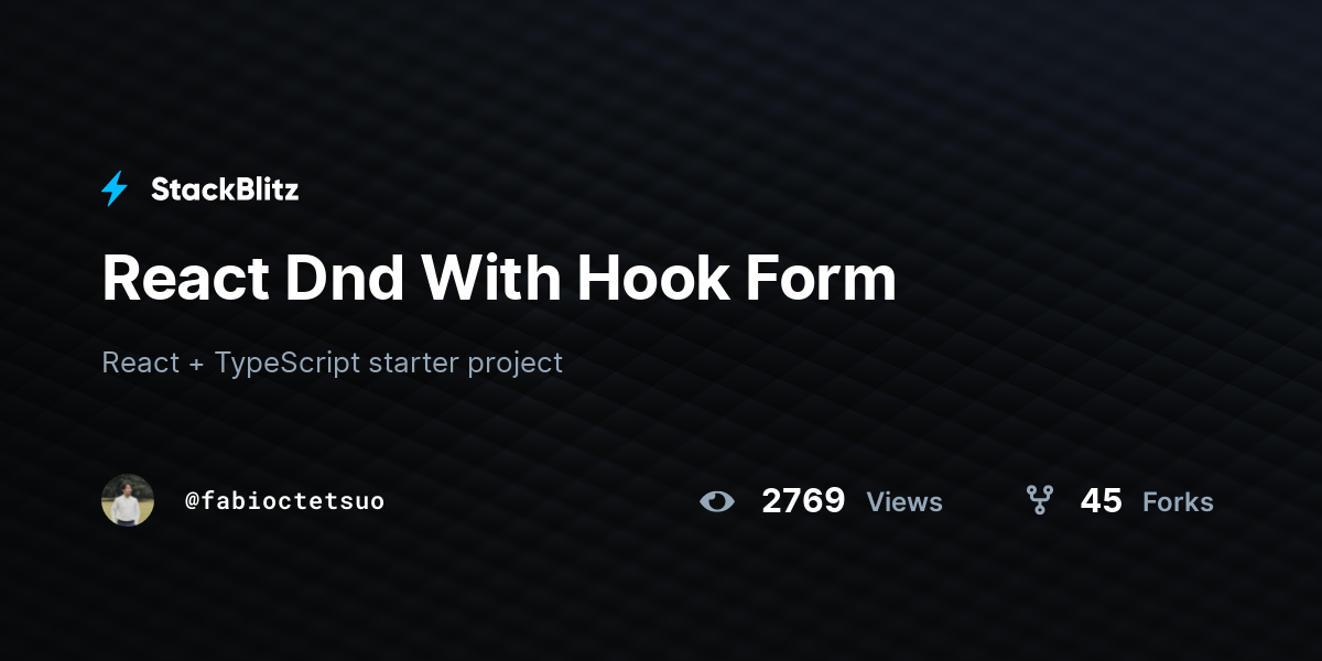 React Dnd With Hook Form - StackBlitz