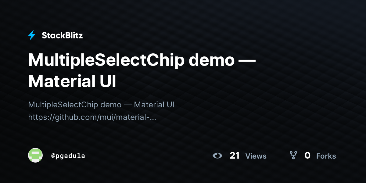 MultipleSelectChip demo — Material UI - StackBlitz