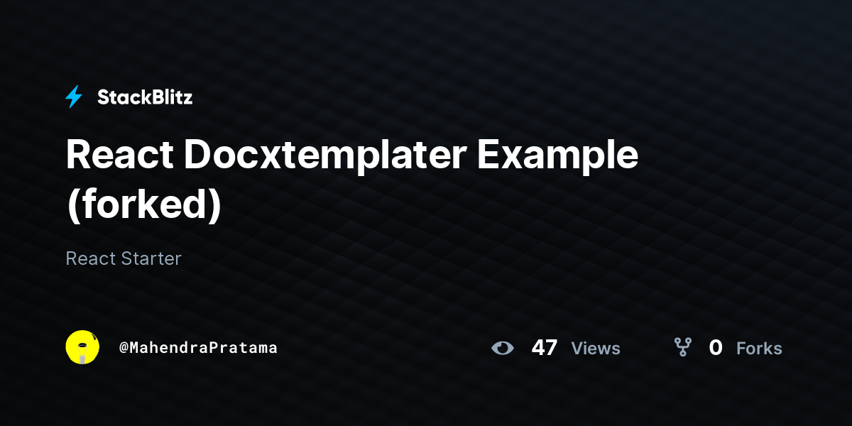 React Docxtemplater Example (forked) - StackBlitz