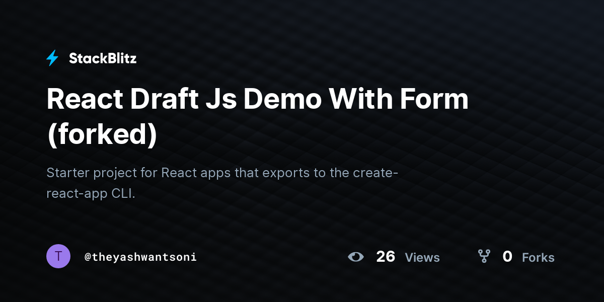 React Draft Js Demo With Form (forked) - StackBlitz