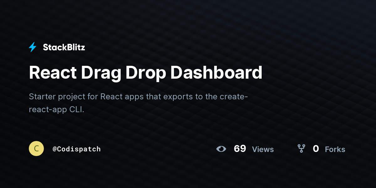 React Drag Drop Dashboard Stackblitz
