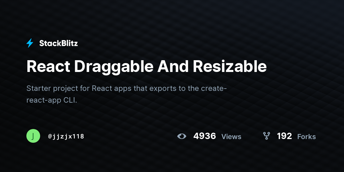 React Draggable And Resizable Stackblitz