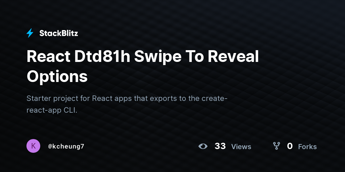 React Dtd81h Swipe To Reveal Options - StackBlitz