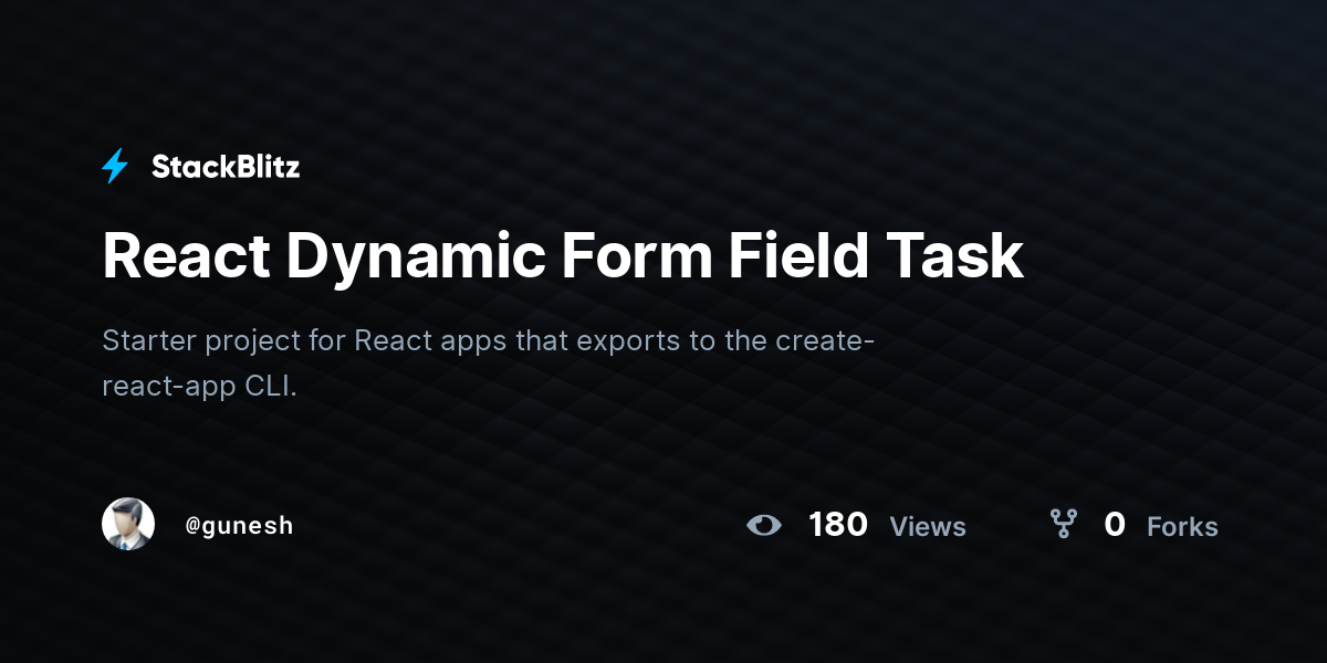 React Dynamic Form Field Task - StackBlitz