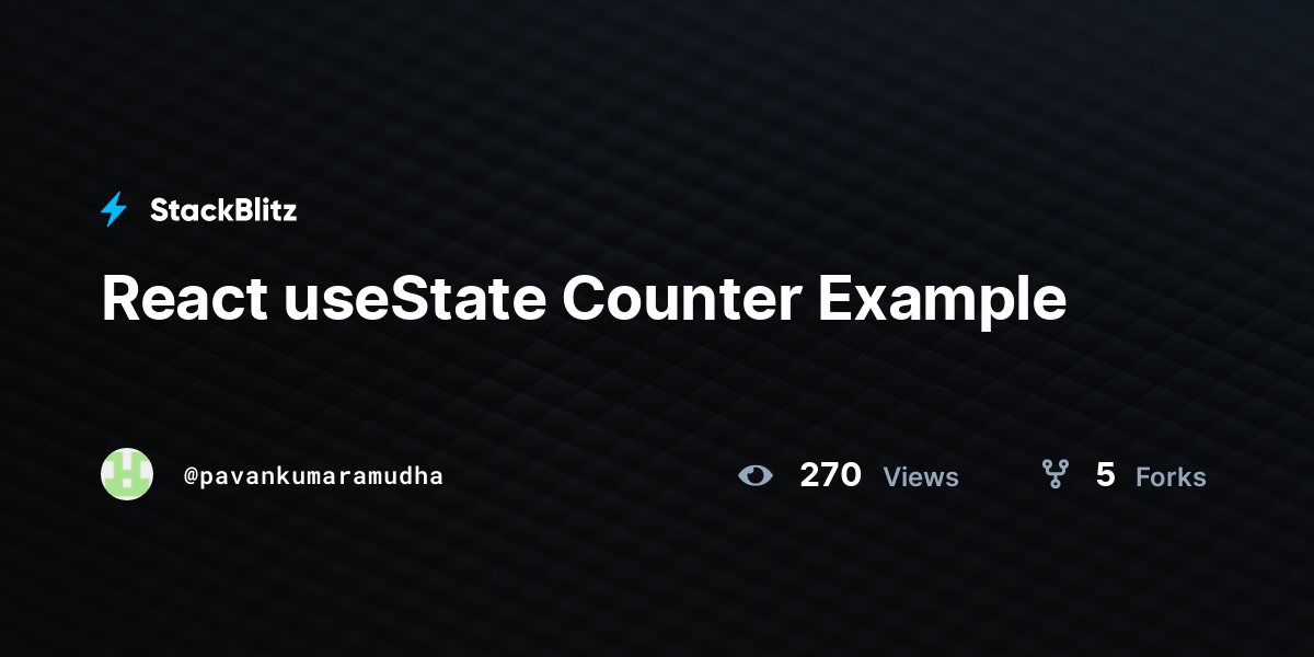 React useState Counter Example - StackBlitz