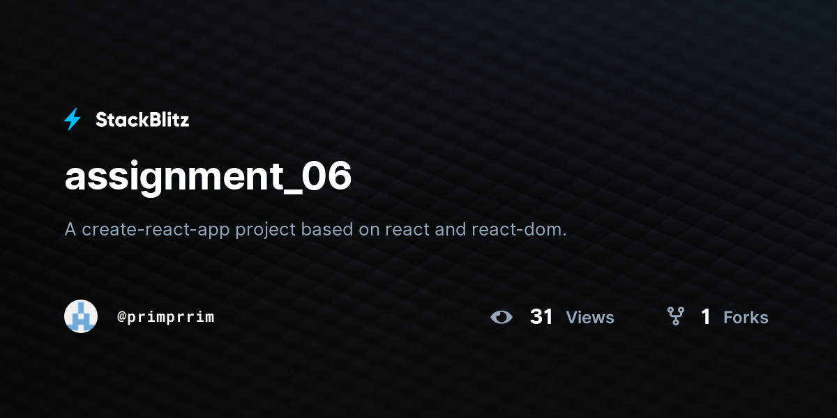 Assignment 06 Stackblitz