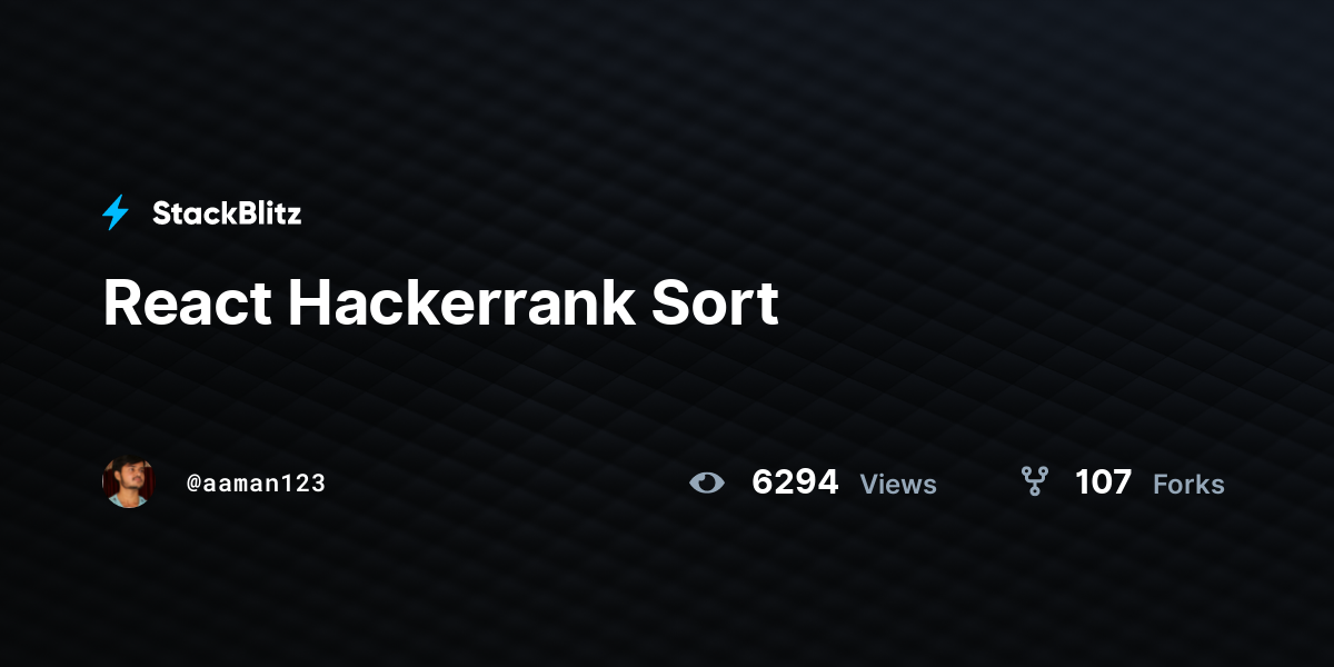 React Hackerrank Sort Stackblitz 1005