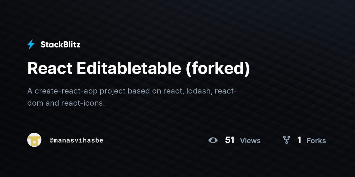 React Editabletable (forked) - StackBlitz