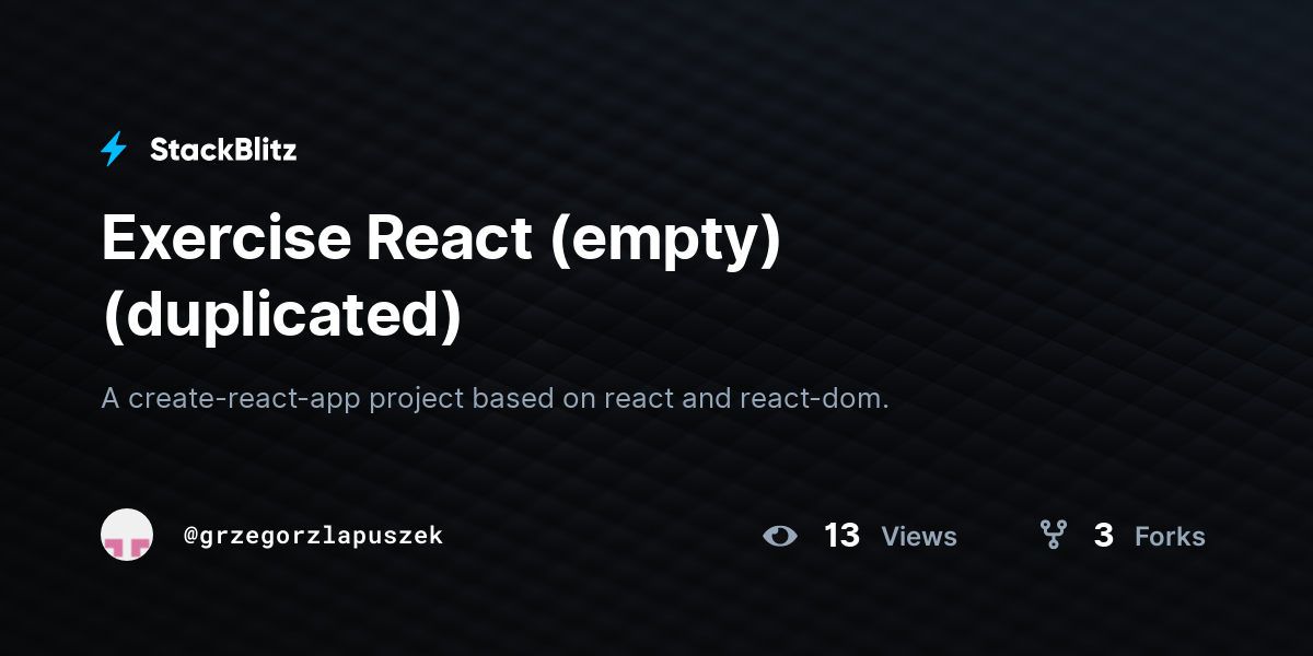 Exercise React (empty) (duplicated) - StackBlitz