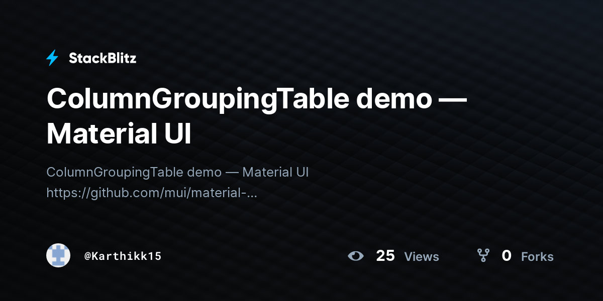 Columngroupingtable Demo — Material Ui Stackblitz 