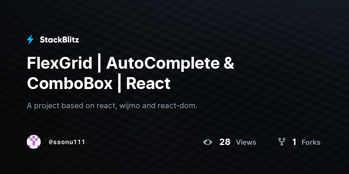 FlexGrid | AutoComplete & ComboBox | React - StackBlitz