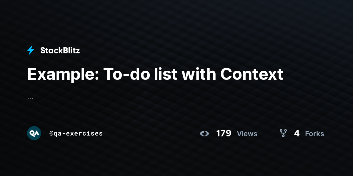 Example: To-do list with Context - StackBlitz