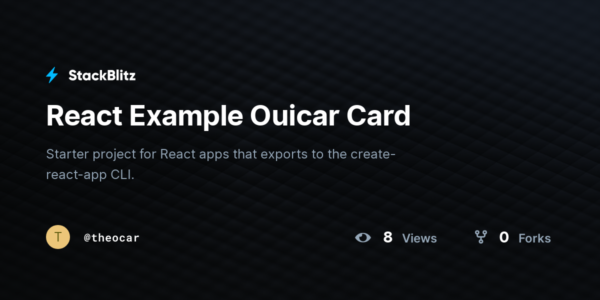 React Example Ouicar Card - StackBlitz