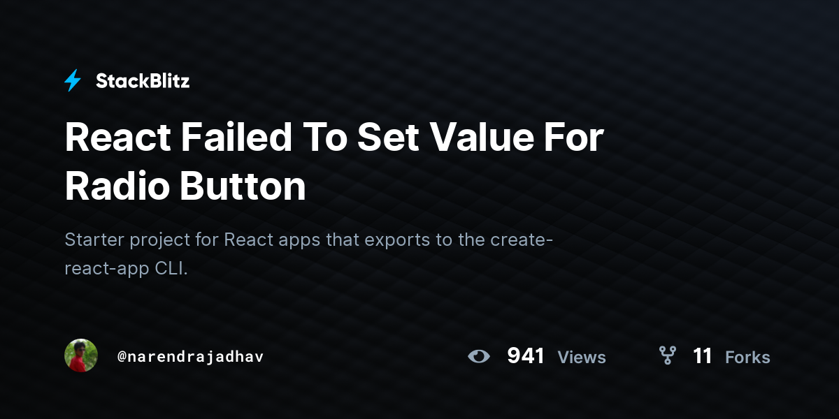 React Failed To Set Value For Radio Button - StackBlitz