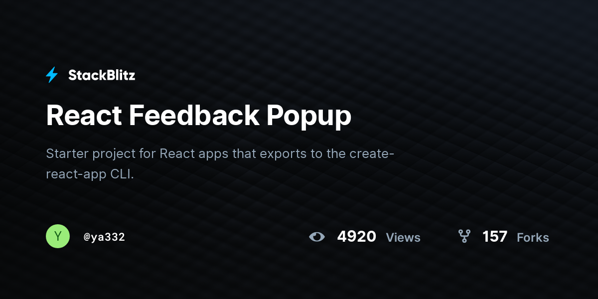 React Feedback Popup - StackBlitz